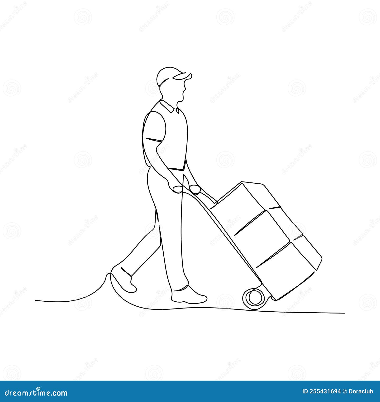 Continuous Line Drawing of a Delivery Man. Stock Vector - Illustration ...