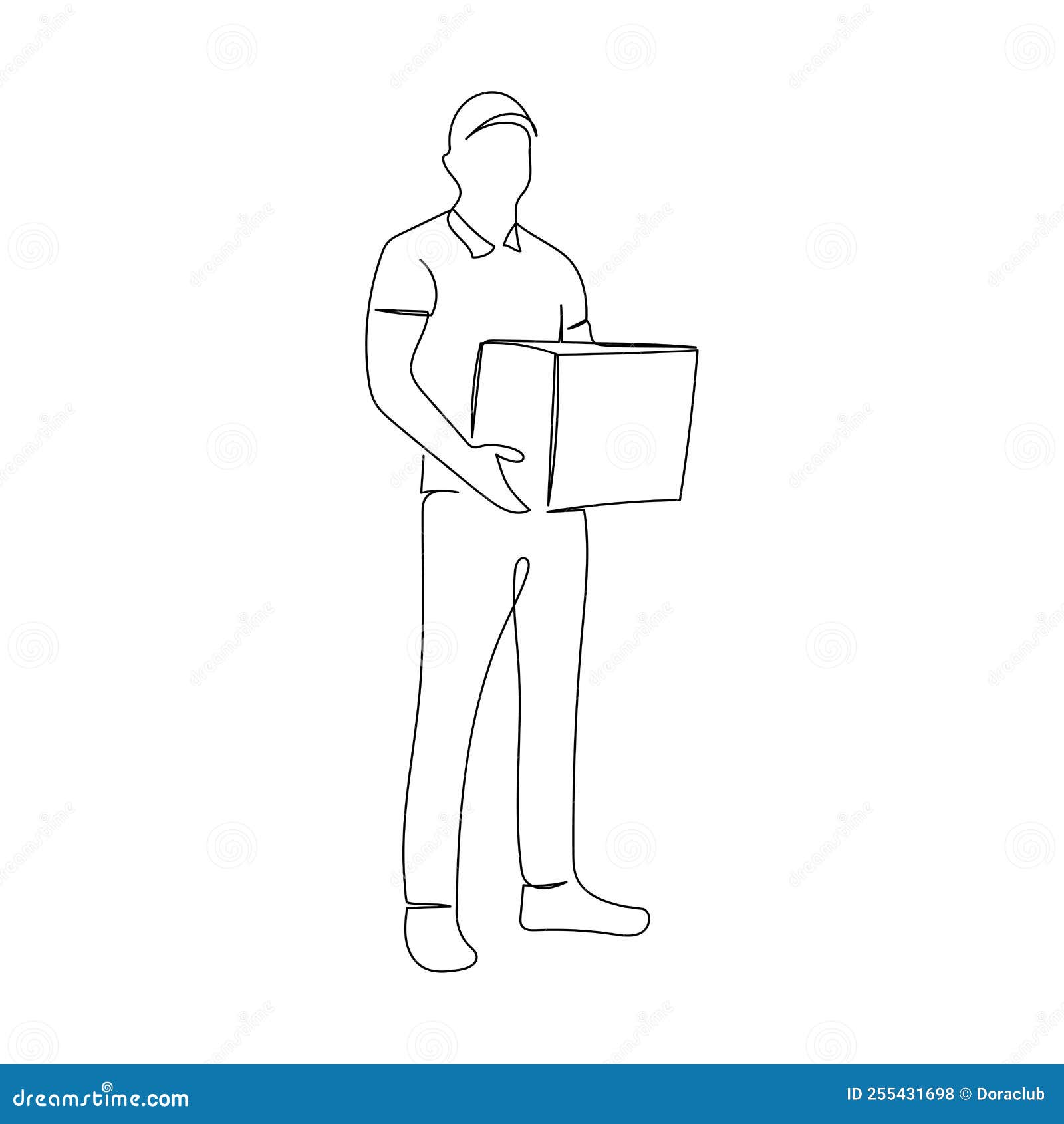Continuous Line Drawing of a Delivery Man. Stock Vector - Illustration ...