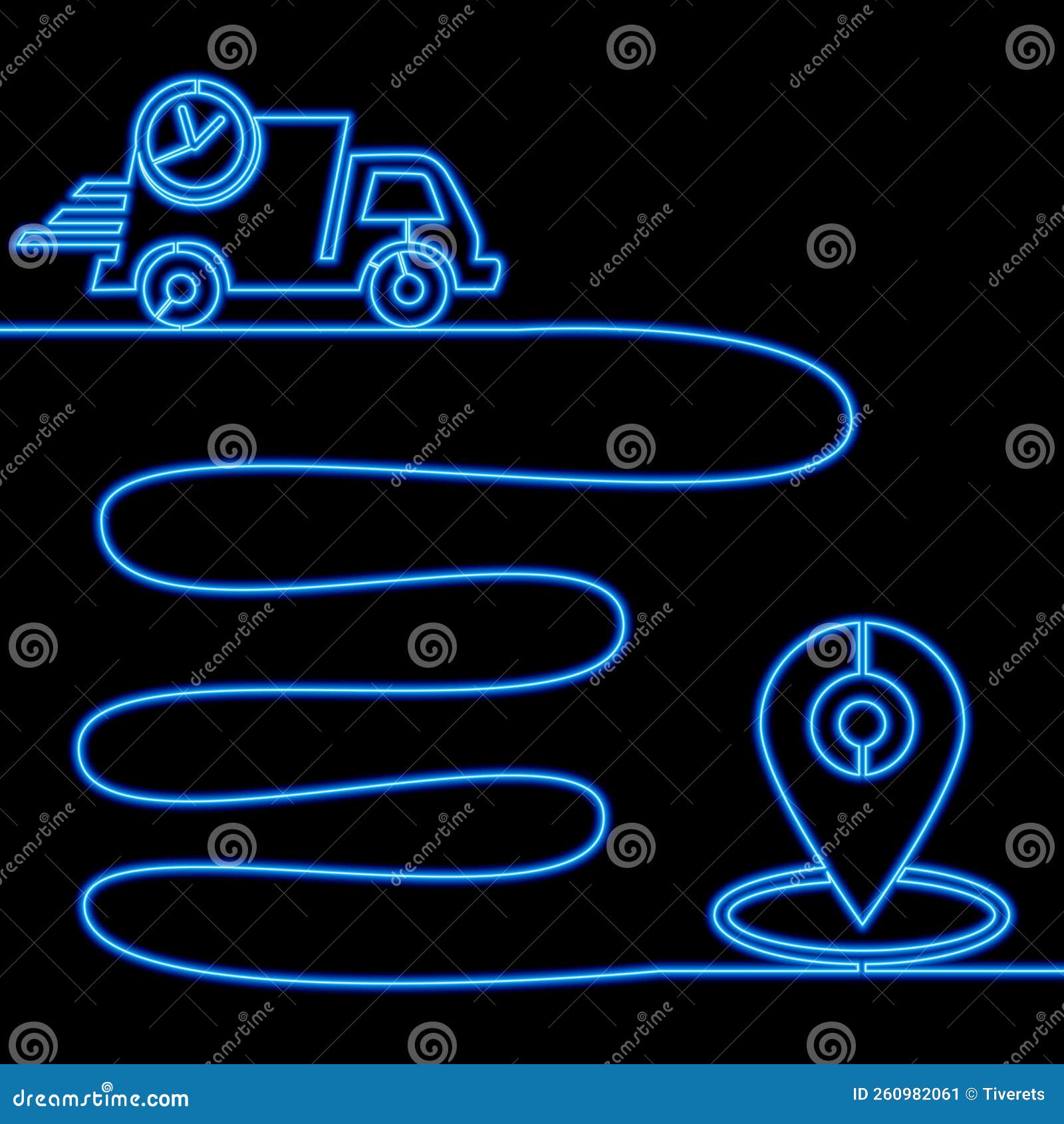 Continuous Line Drawing Delivery Process Icon Neon Glow Vector ...