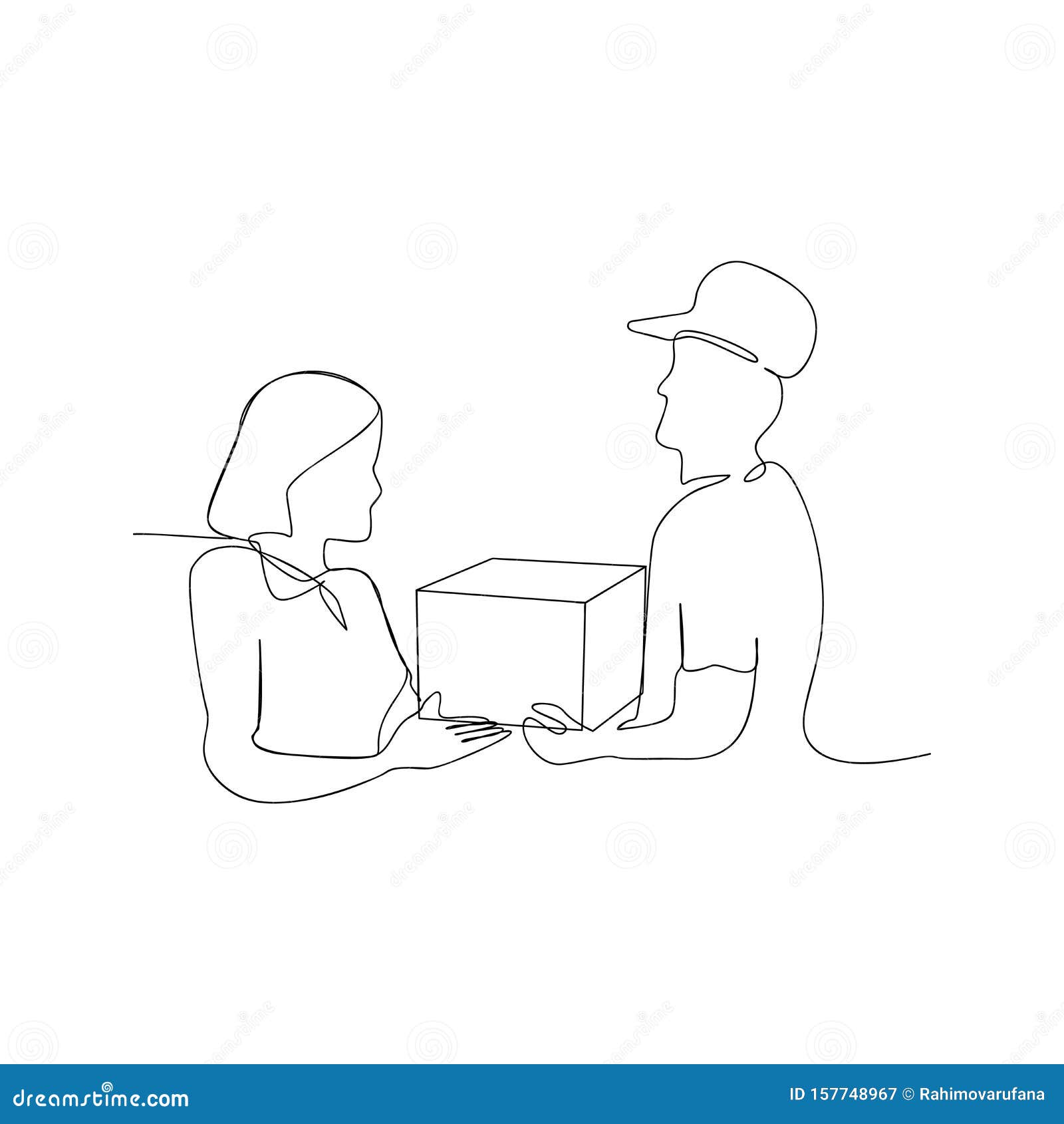 Continuous Line Drawing of Delivery Service. Isolated Sketch Drawing of ...