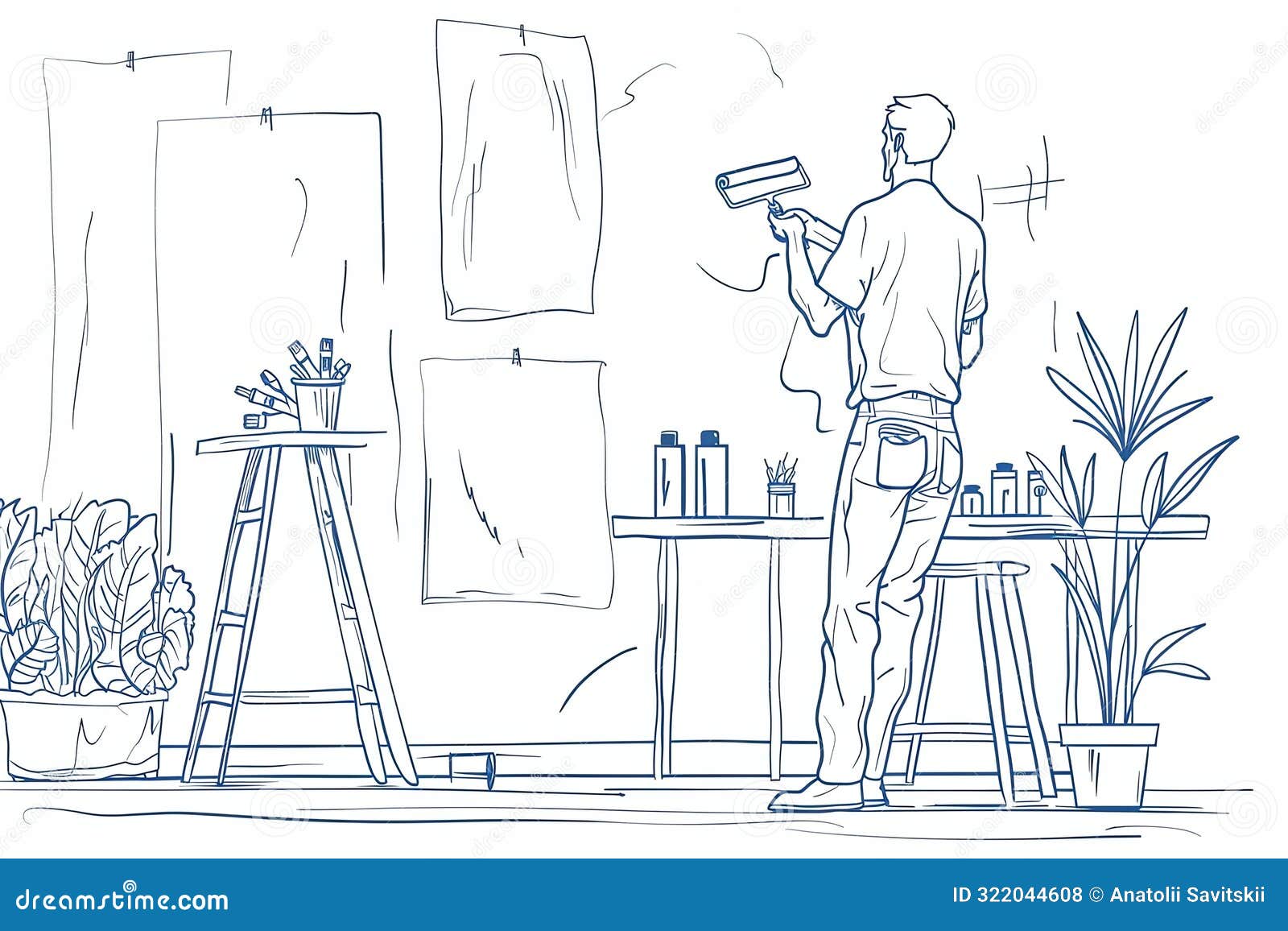 Decorator Line Vector Icons And Signs. Stylist, Designer, Artist ...