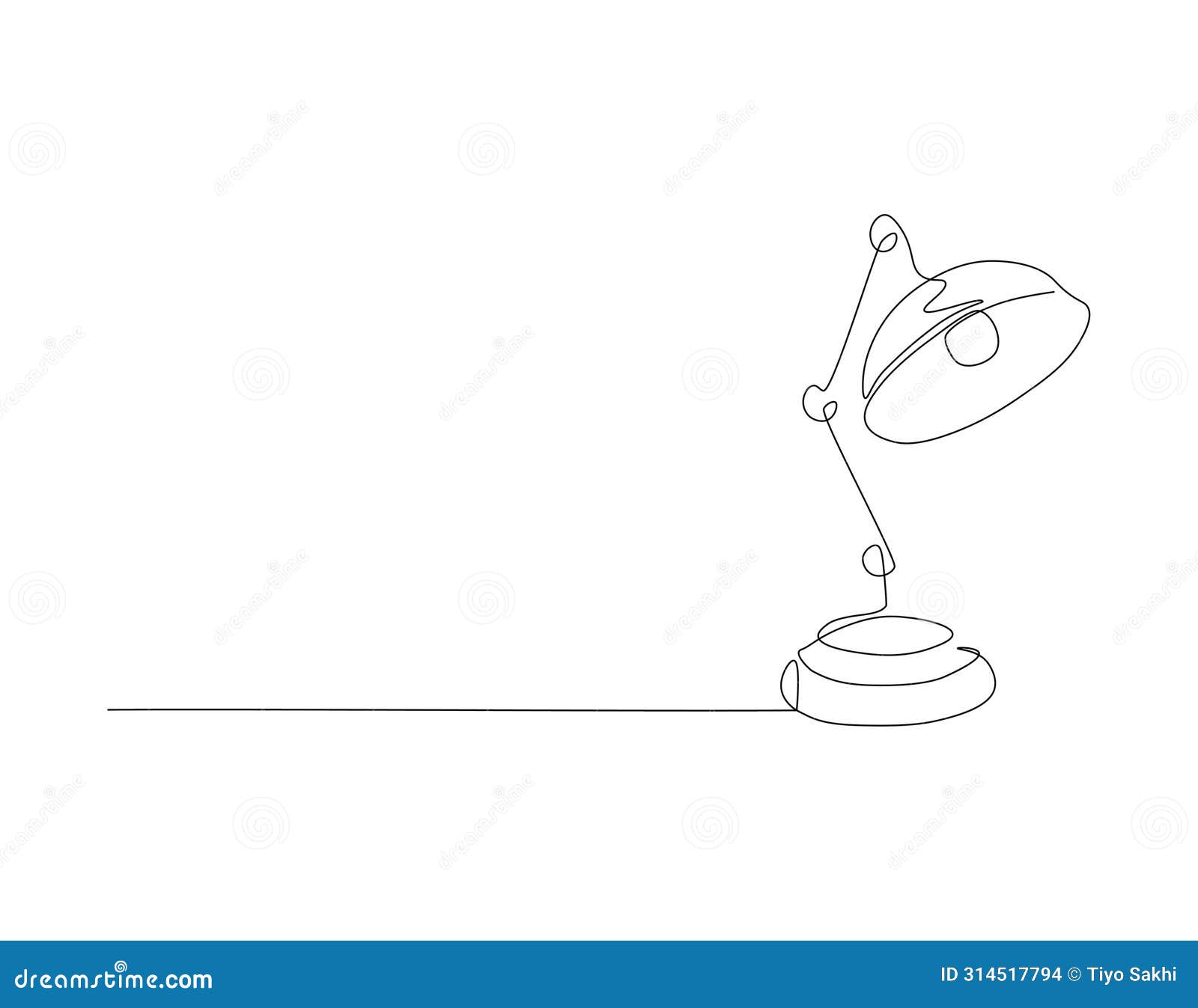 Continuous Line Drawing of Desk Lamp for Table. One Line of Table Lamp ...