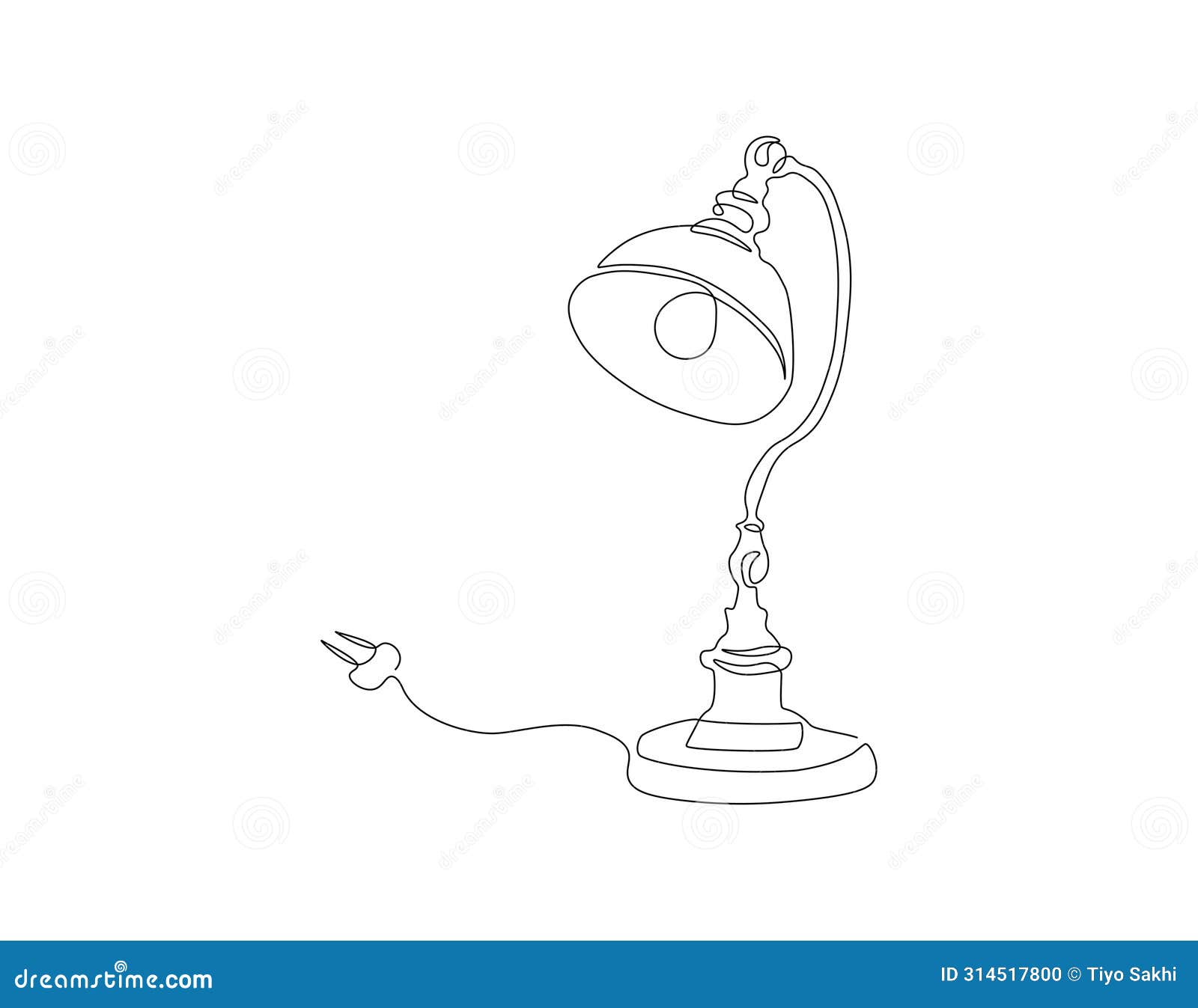 Continuous Line Drawing of Desk Lamp for Table. One Line of Table Lamp ...