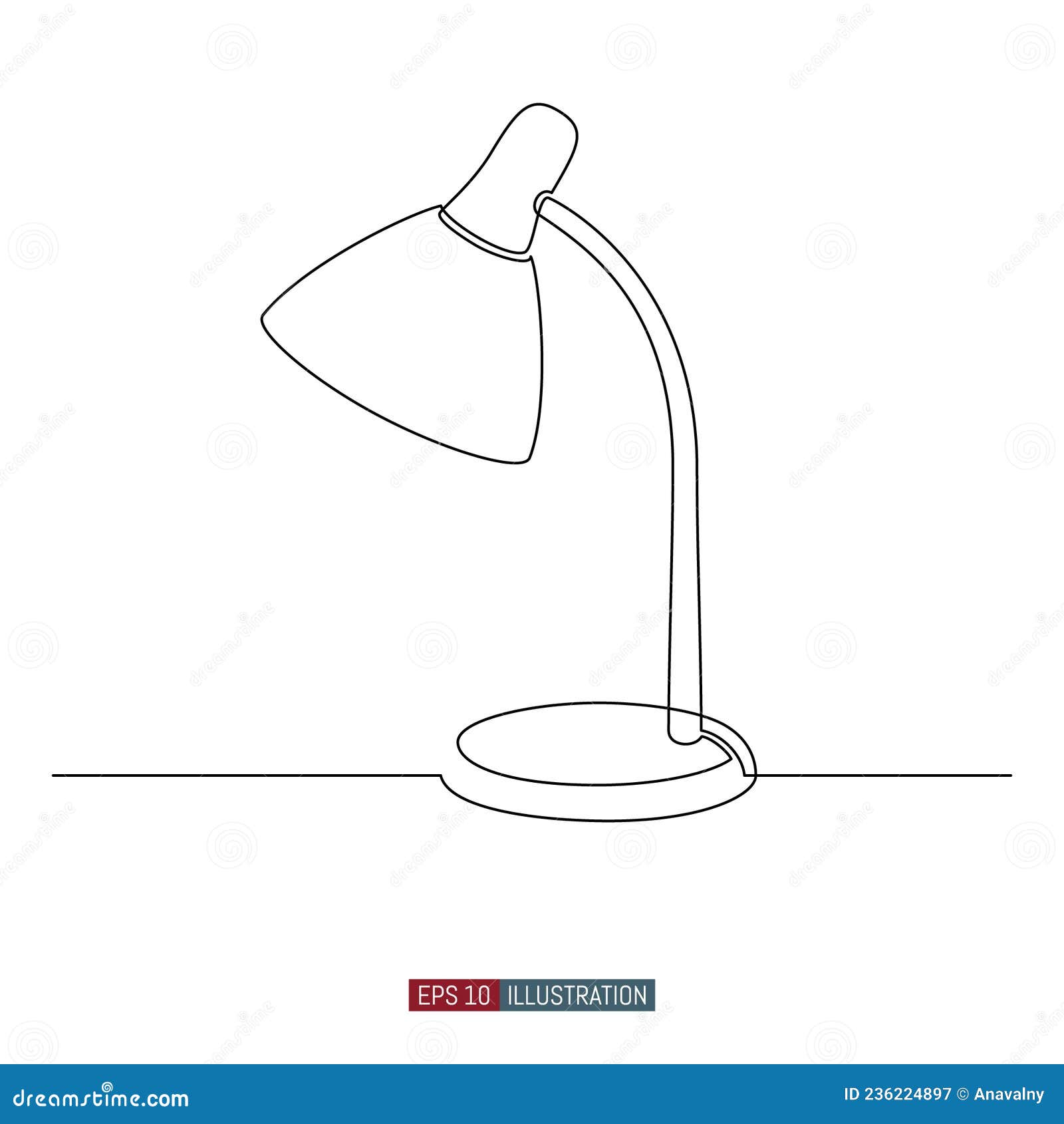 Continuous Line Drawing of Desk Lamp. Template for Your Design Works ...