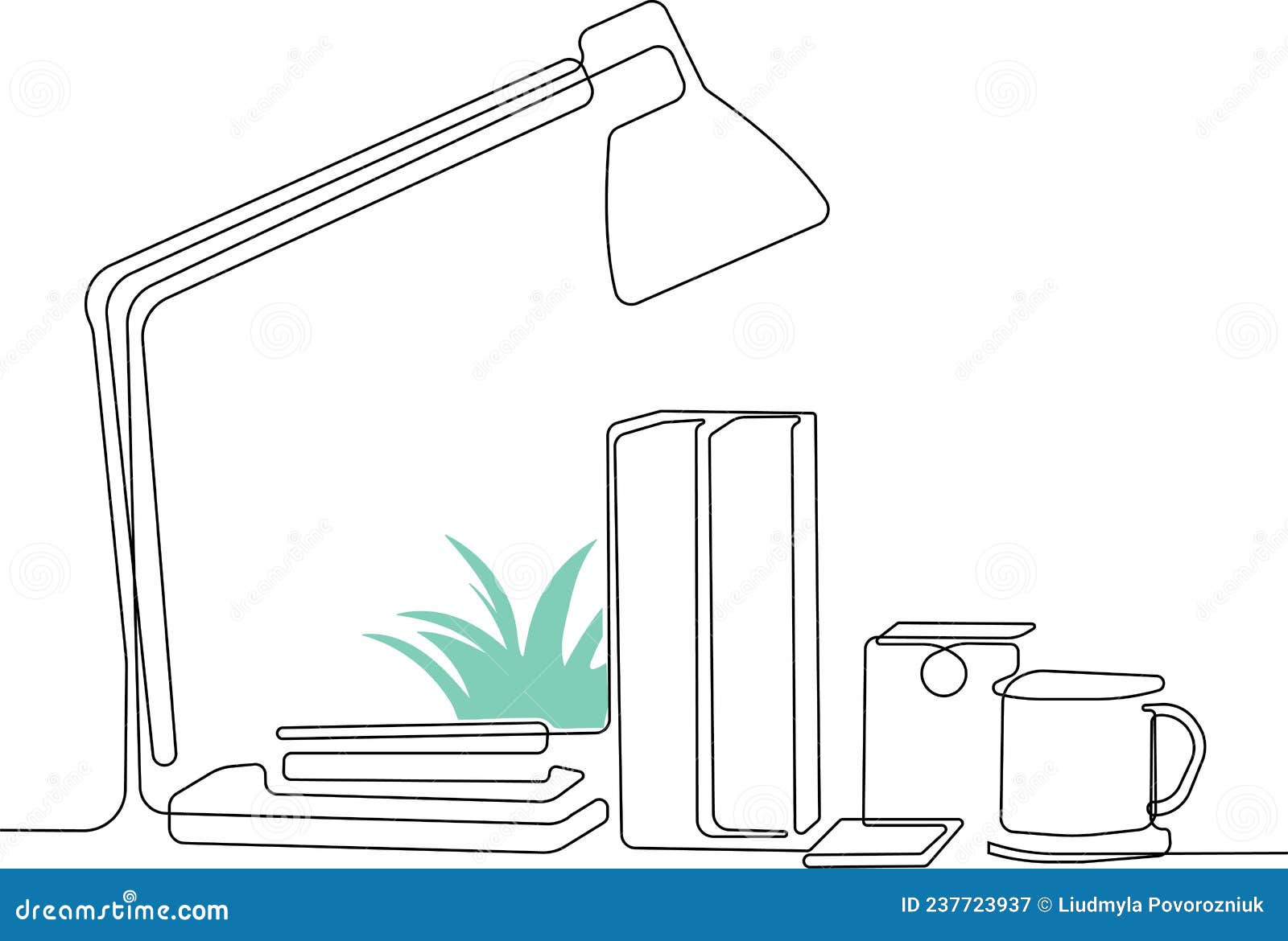 Continuous Line Drawing of a Workspace Stock Vector - Illustration of ...