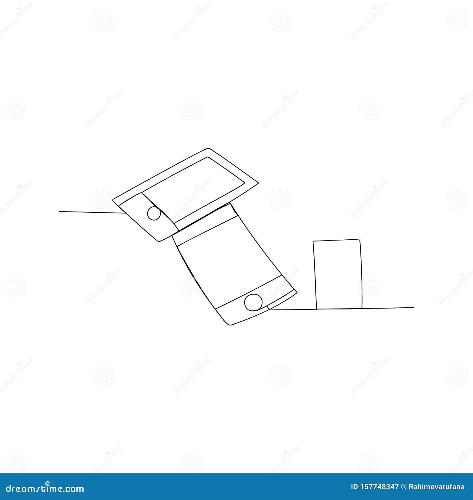 Continuous Line Drawing of Digital Devices. Isolated Sketch Drawing of ...