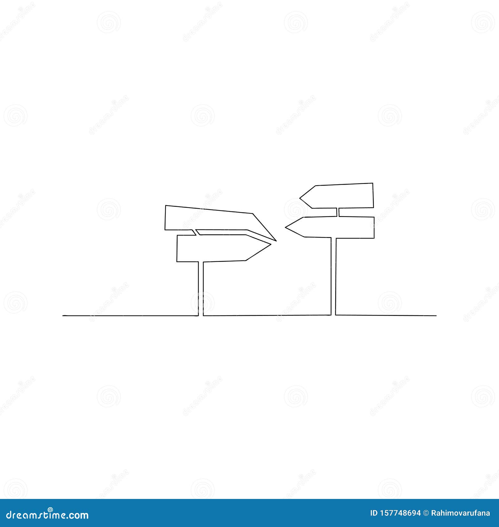 Continuous Line Drawing of Direction. Isolated Sketch Drawing of ...