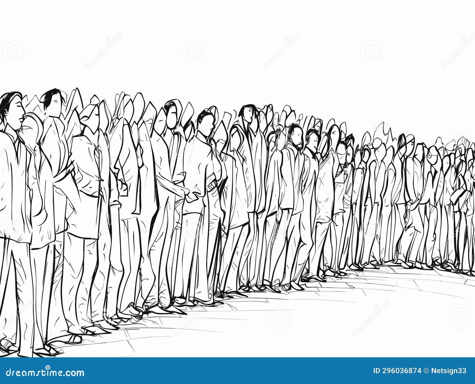 Continuous Line Drawing of a Diverse Crowd in Hand-drawn Style Stock ...