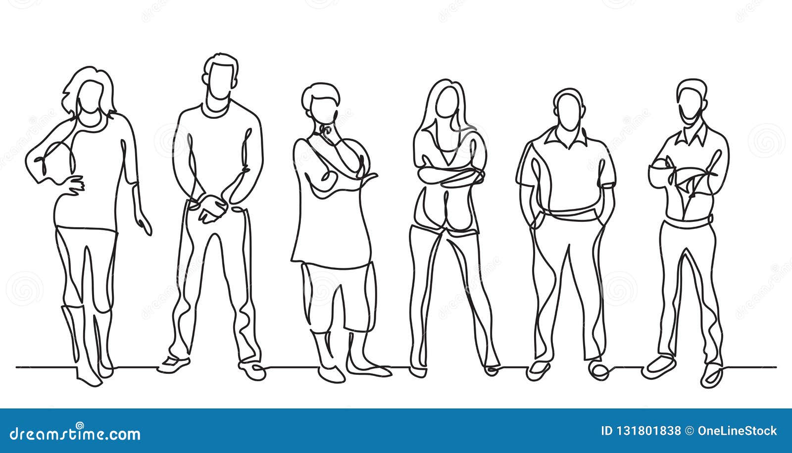 Continuous Line Drawing of Diverse Crowd of Standing People Stock ... Continuous Line Drawing of Diverse Crowd of Standing People Stock ...