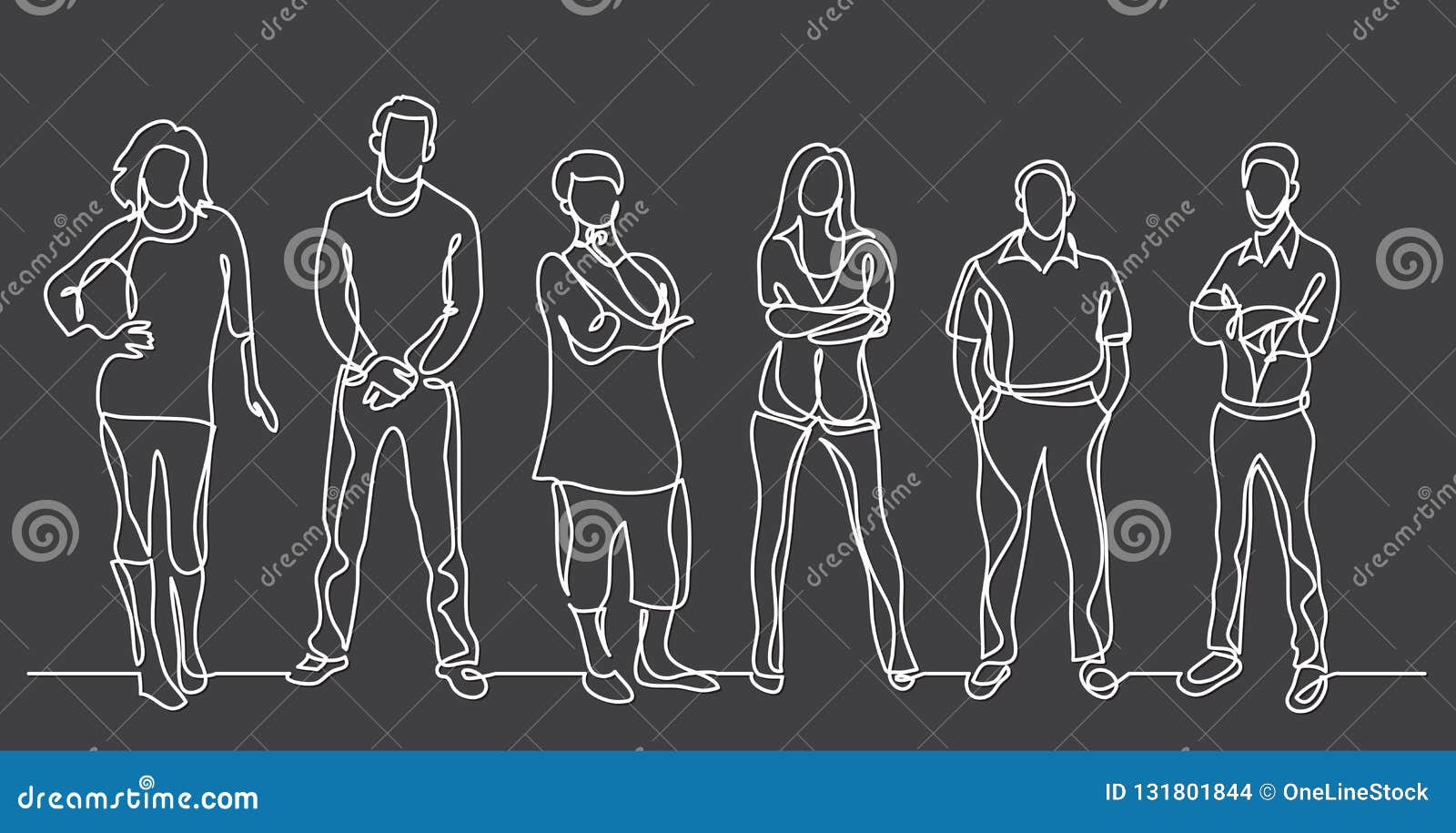 Continuous Line Drawing of Diverse Crowd of Standing People Stock ... Continuous Line Drawing of Diverse Crowd of Standing People Stock ...