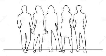 Continuous Line Drawing of Diverse Group of Standing People Stock ...