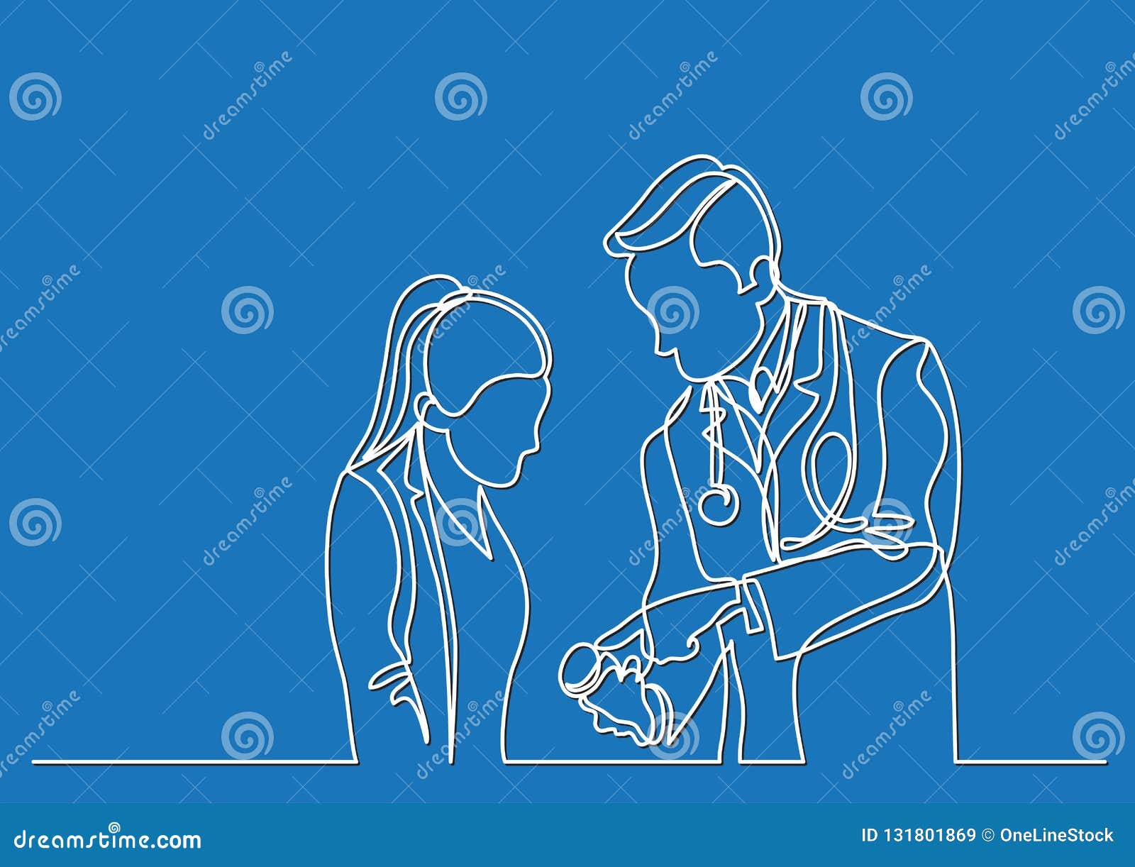 Continuous Line Drawing Of Doctor And Patient Talking About Medication ...