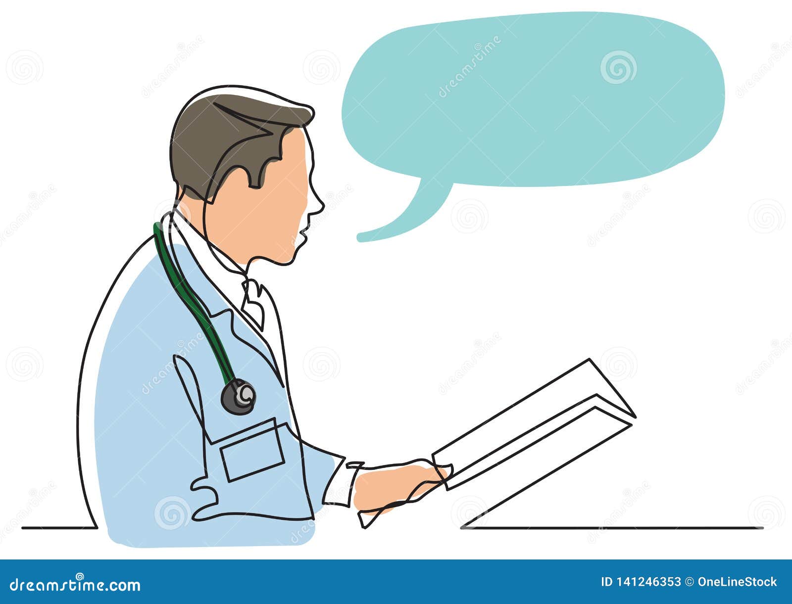 Continuous Line Drawing of Doctor Reading Papers Stock Vector ...