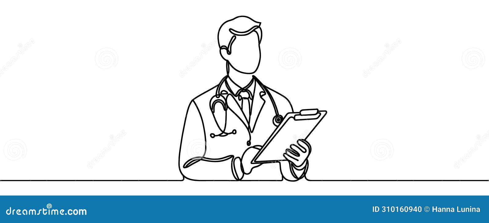 Continuous Line Drawing of Doctor Silhouette. Vector Illustration ...