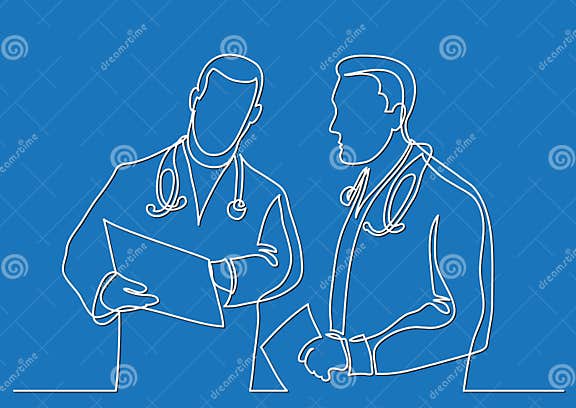Continuous Line Drawing of Doctors Discussing Diagnosis Stock ...