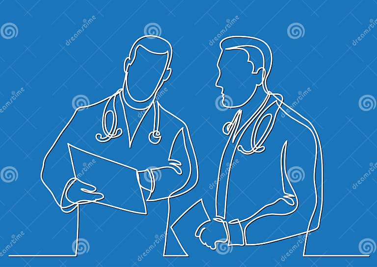 Continuous Line Drawing of Doctors Discussing Diagnosis Stock ...