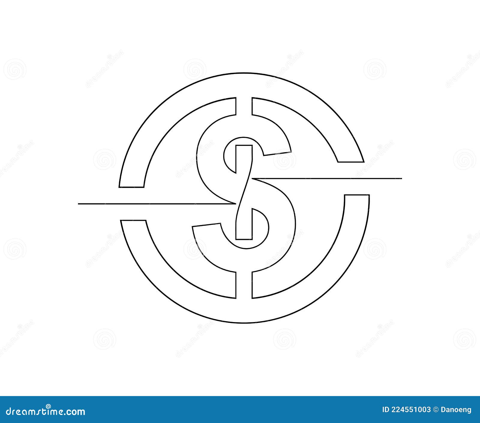 Continuous Line Drawing of Dollar Sign, Money Symbol Line Design Vector ...