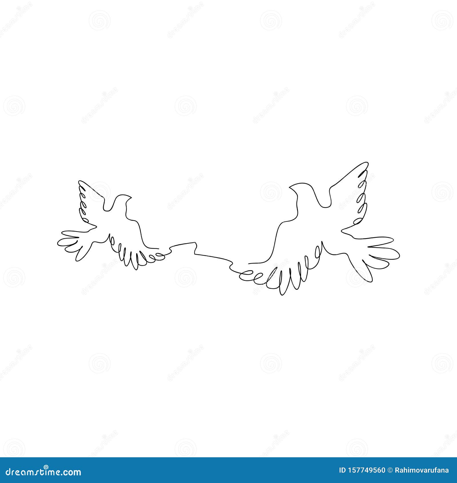 Continuous Line Drawing of Dove Bird. Isolated Sketch Drawing of Dove ...
