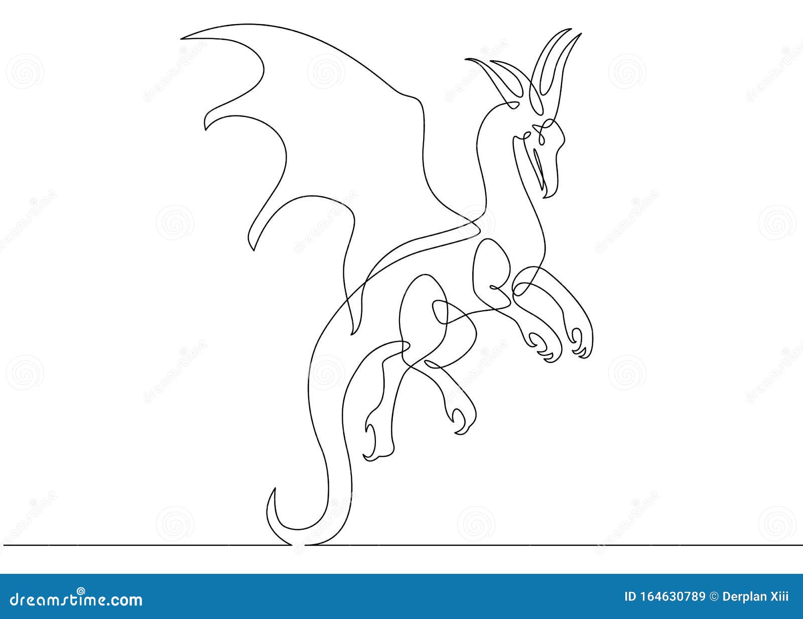 Continuous Line Drawing Dragon Stock Illustration - Illustration of ...