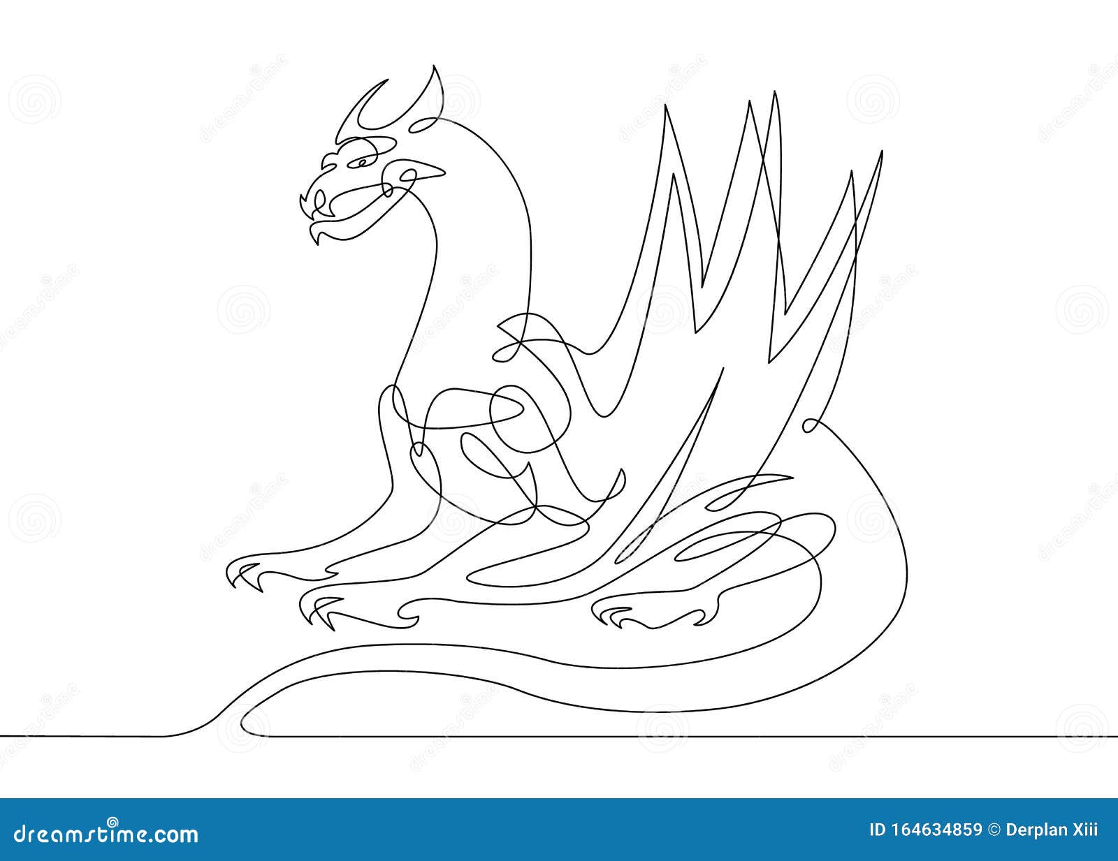 Continuous Line Drawing Dragon Stock Illustration - Illustration of ...