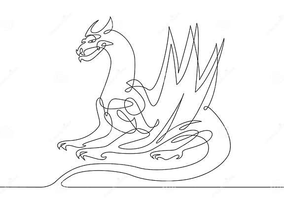 Continuous Line Drawing Dragon Stock Illustration - Illustration of ...