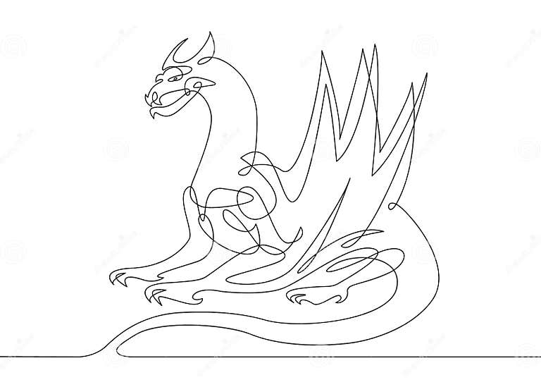 Continuous Line Drawing Dragon Stock Illustration - Illustration of ...