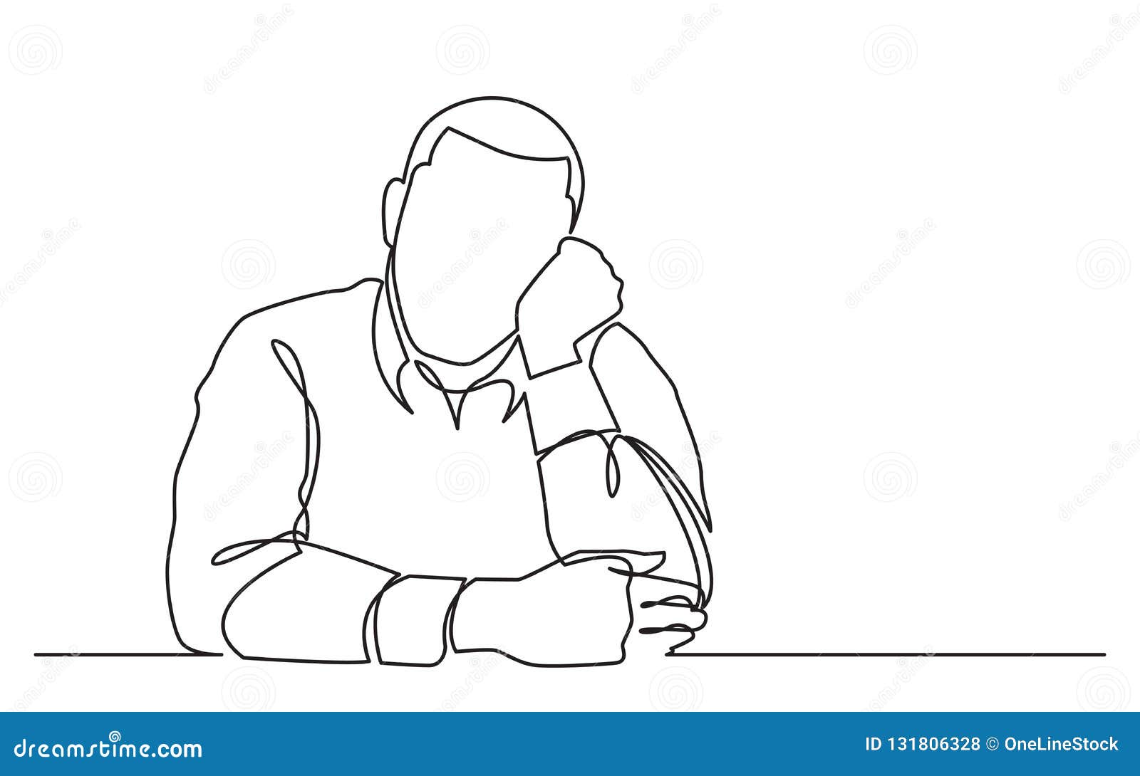 Continuous Line Drawing of Dreaming Man on White Background Stock ... Continuous Line Drawing of Dreaming Man on White Background Stock ...