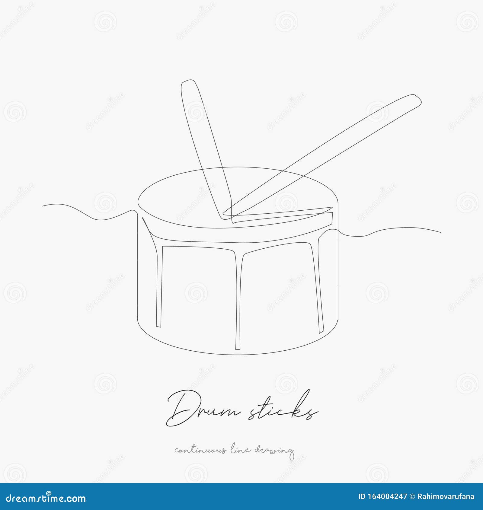 Continuous Line Drawing. Drum Sticks. Simple Vector Illustration. Drum ...