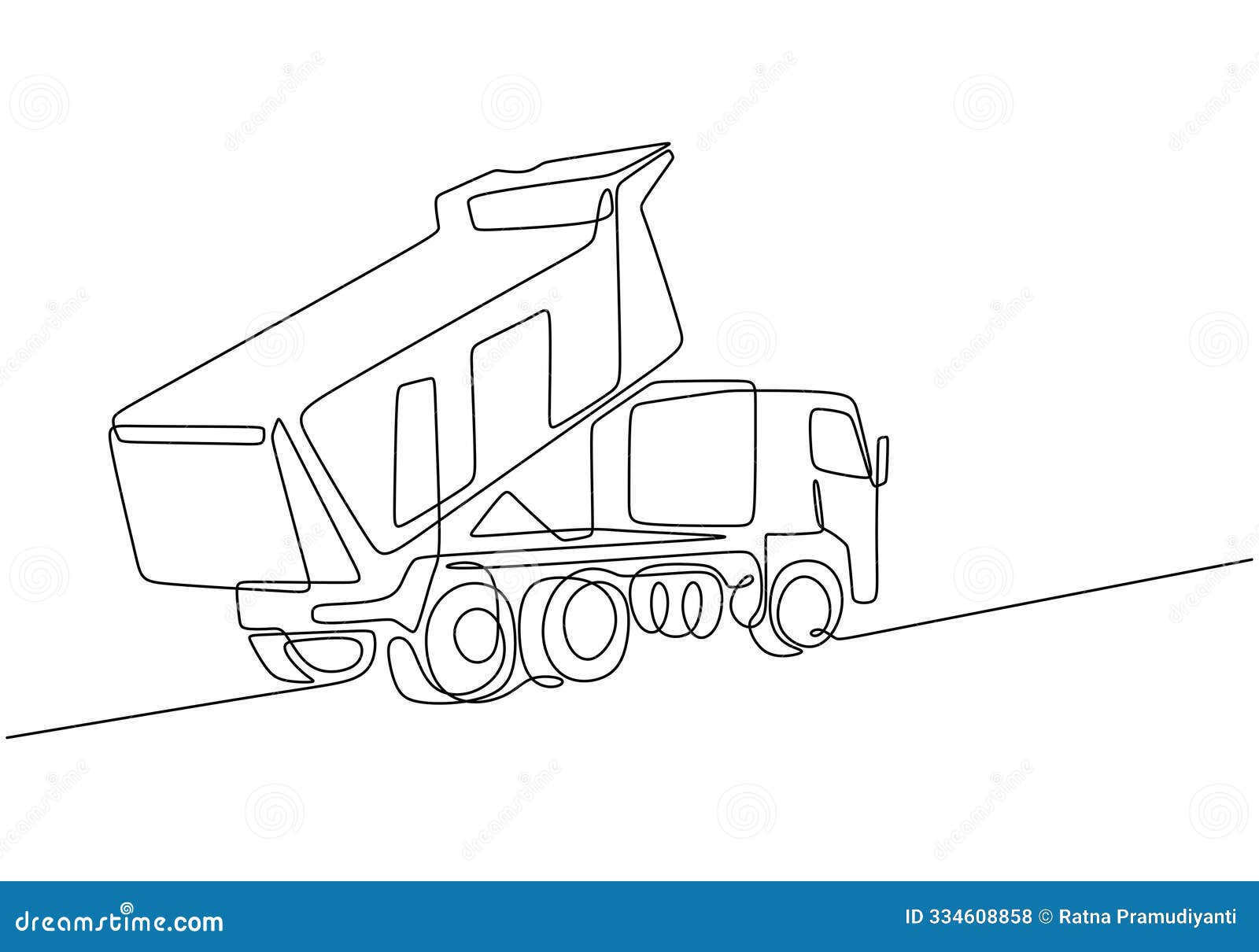 Continuous Line Drawing of a Dump Truck in a Clean Vector Design for ...