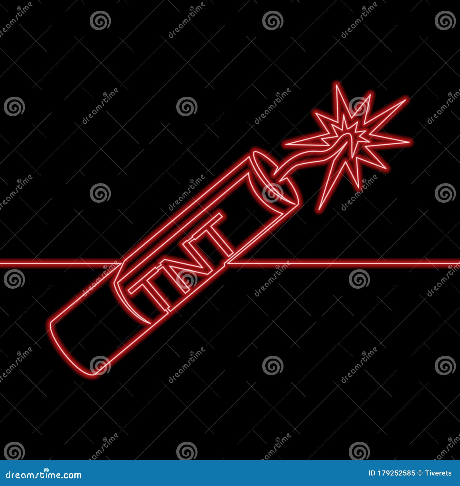 Continuous Line Drawing Dynamite TNT Neon Concept Stock Vector ...