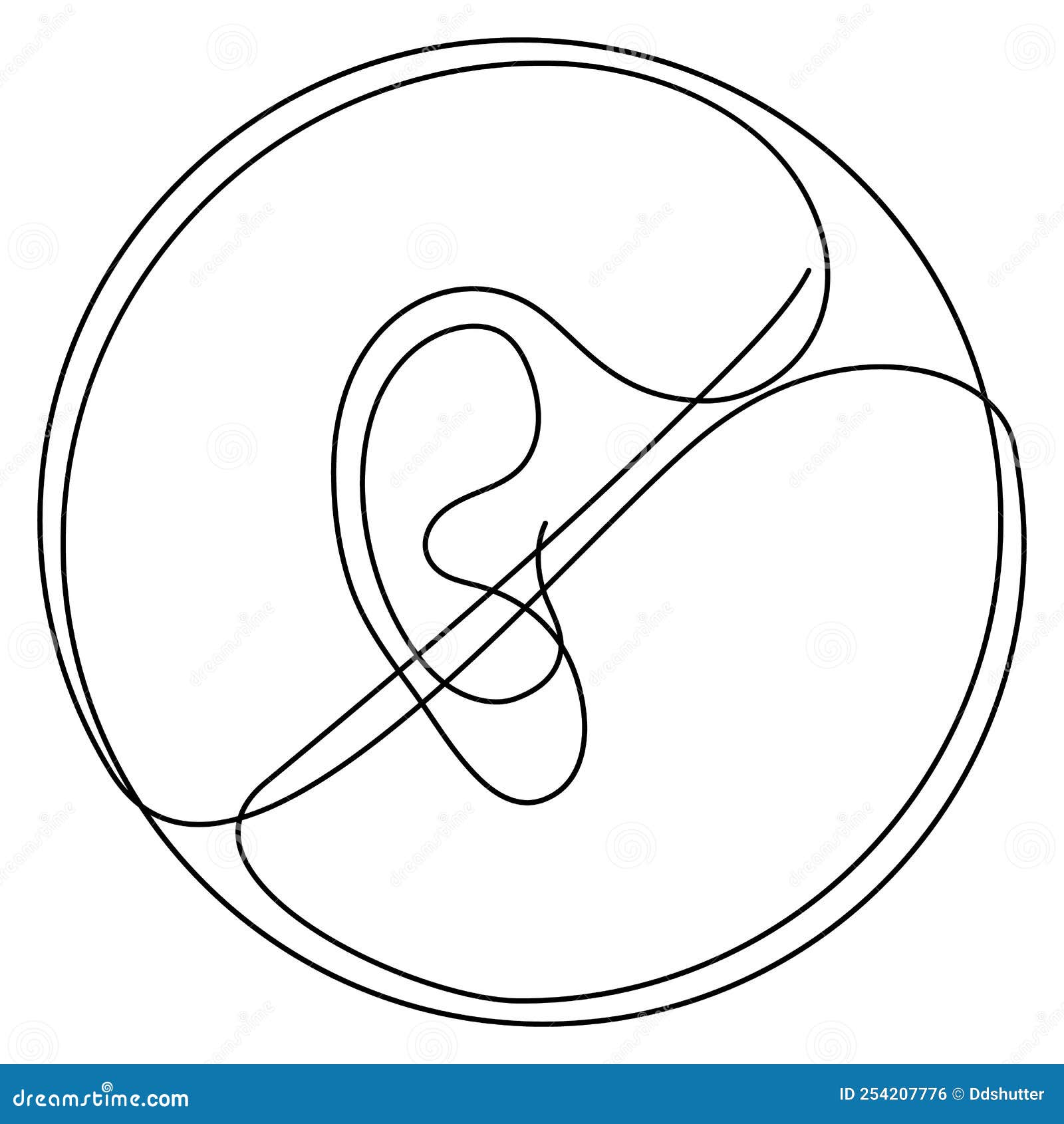 Continuous Line Drawing of Ear Crossed. Hearing Problems, Poor ...