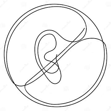 Continuous Line Drawing of Ear Crossed. Hearing Problems, Poor ...
