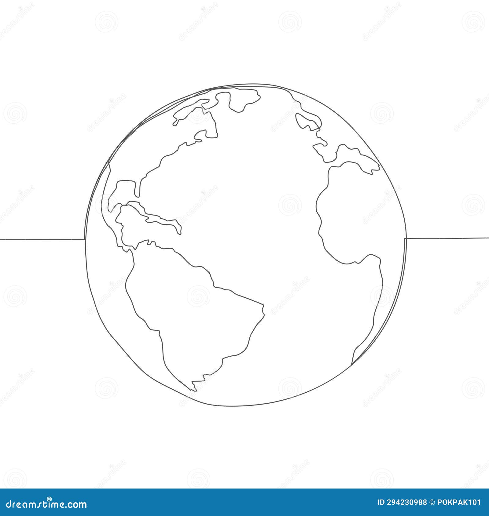Continuous Line Drawing of Earth Stock Vector - Illustration of doodle ...