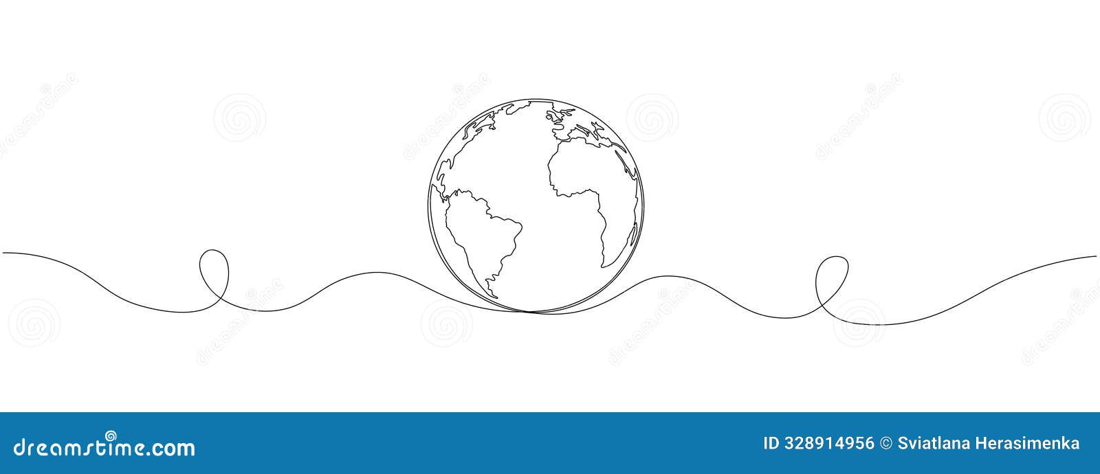 Continuous Line Drawing of the Earth. Symbol of the Globe Drawn with ...