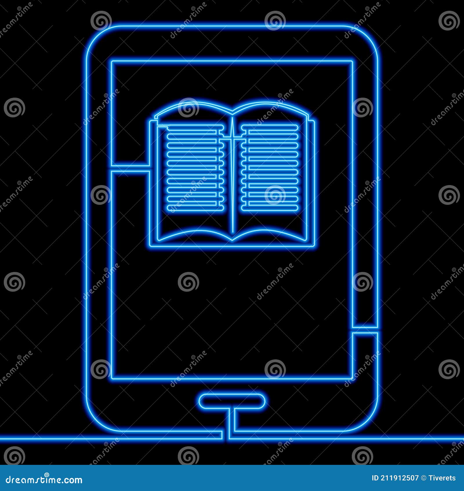 Continuous Line Drawing Ebook Reader Neon Concept Stock Vector ...