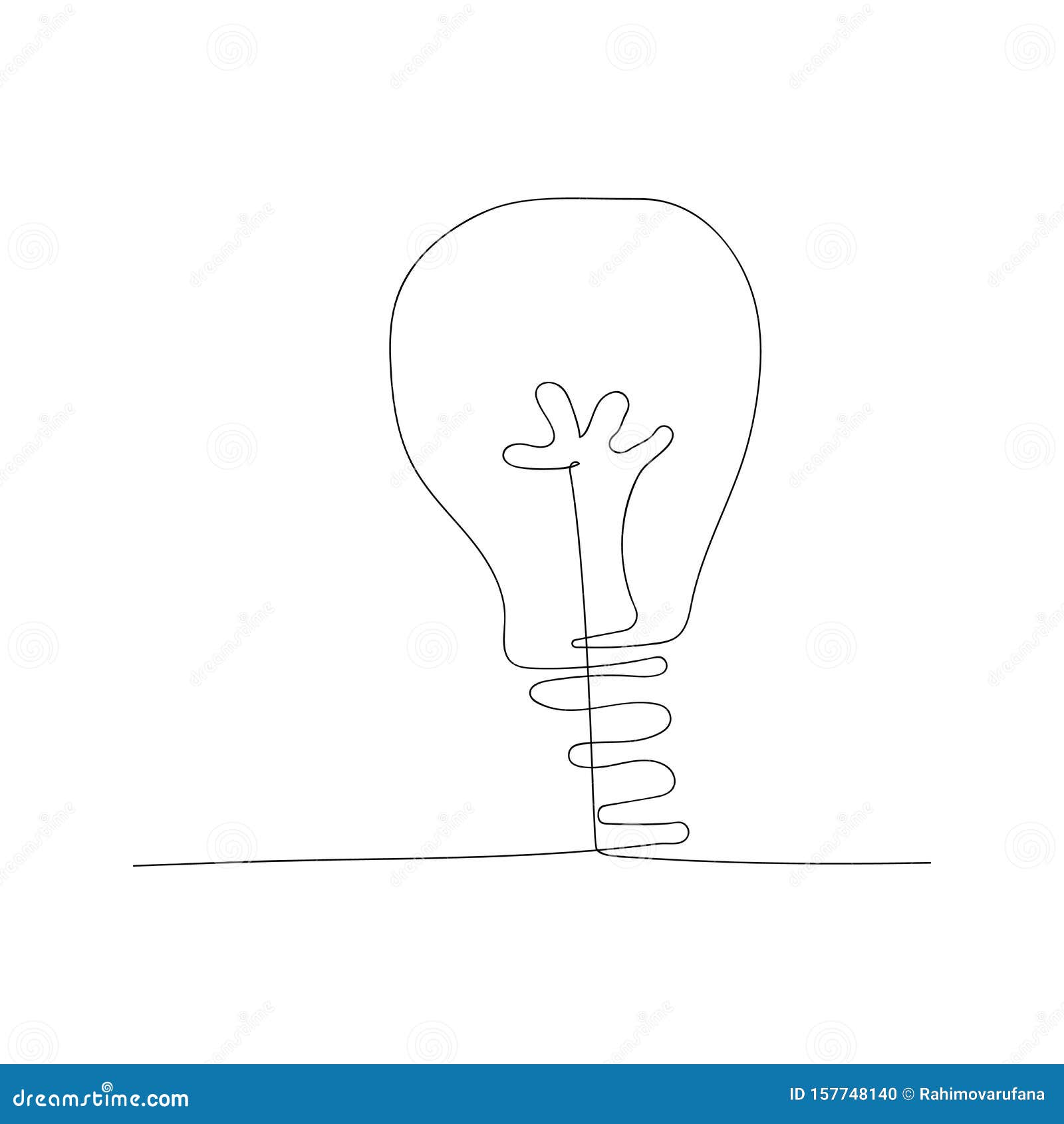 Continuous Line Drawing Of Electic Light Bulb. Isolated Sketch Drawing ...