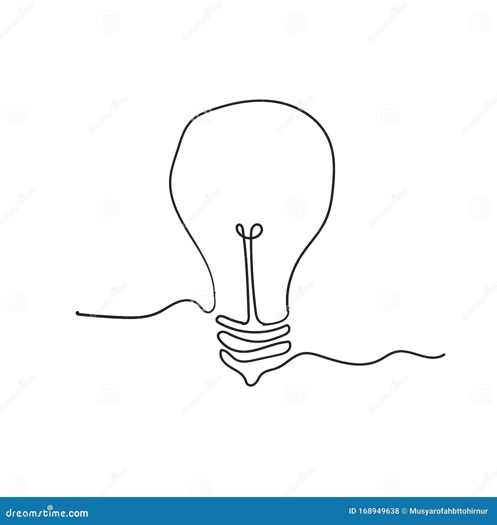 Continuous Line Drawing. Electric Light Bulb with Handdrawn Doodle ...