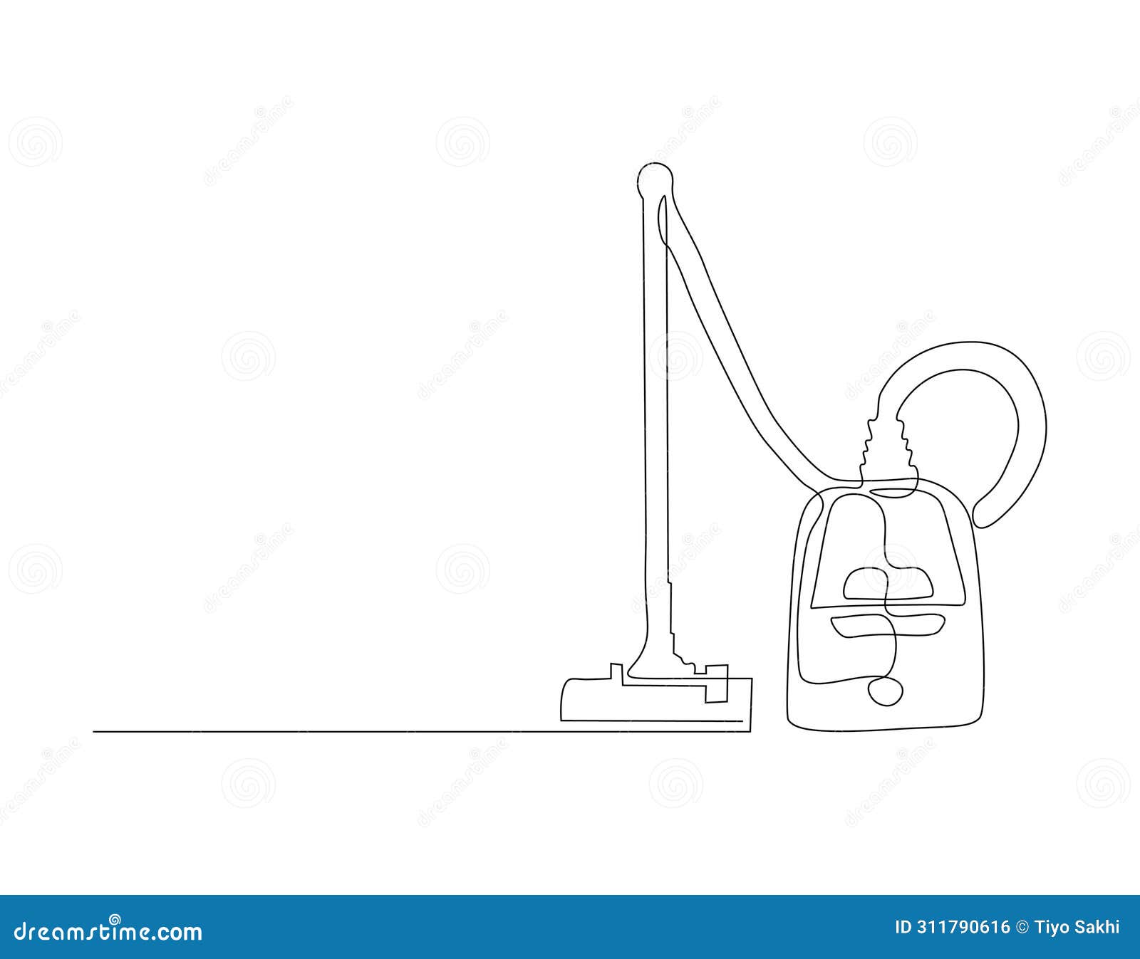 Continuous Line Drawing of Electric Vacuum Cleaner Machine. One Line of ...