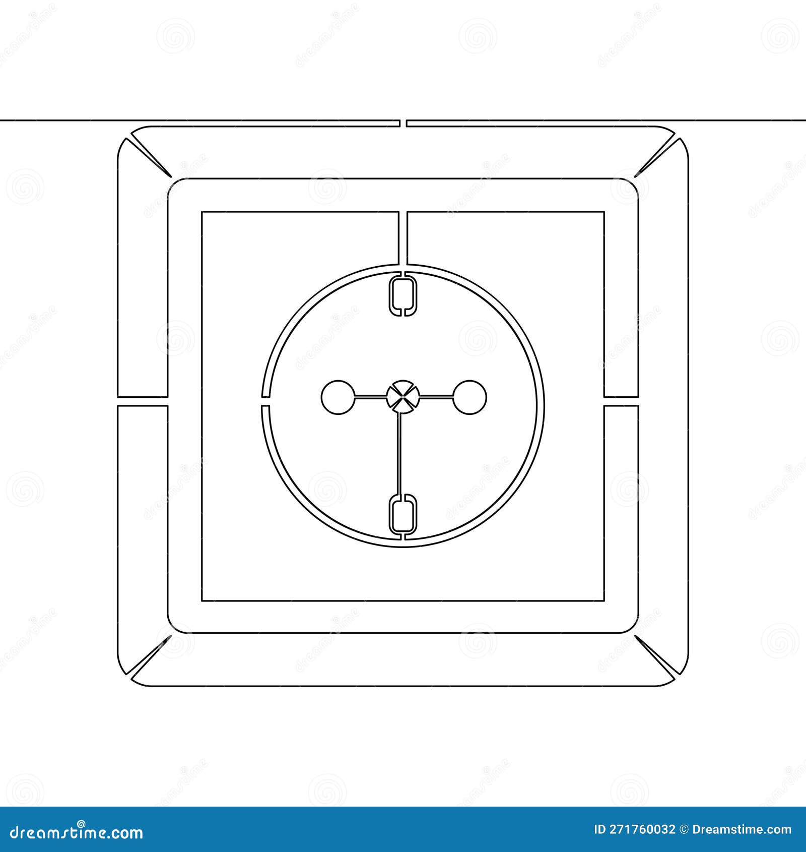 Electrical Household Socket, Illustration.Continuous Line Drawing ...