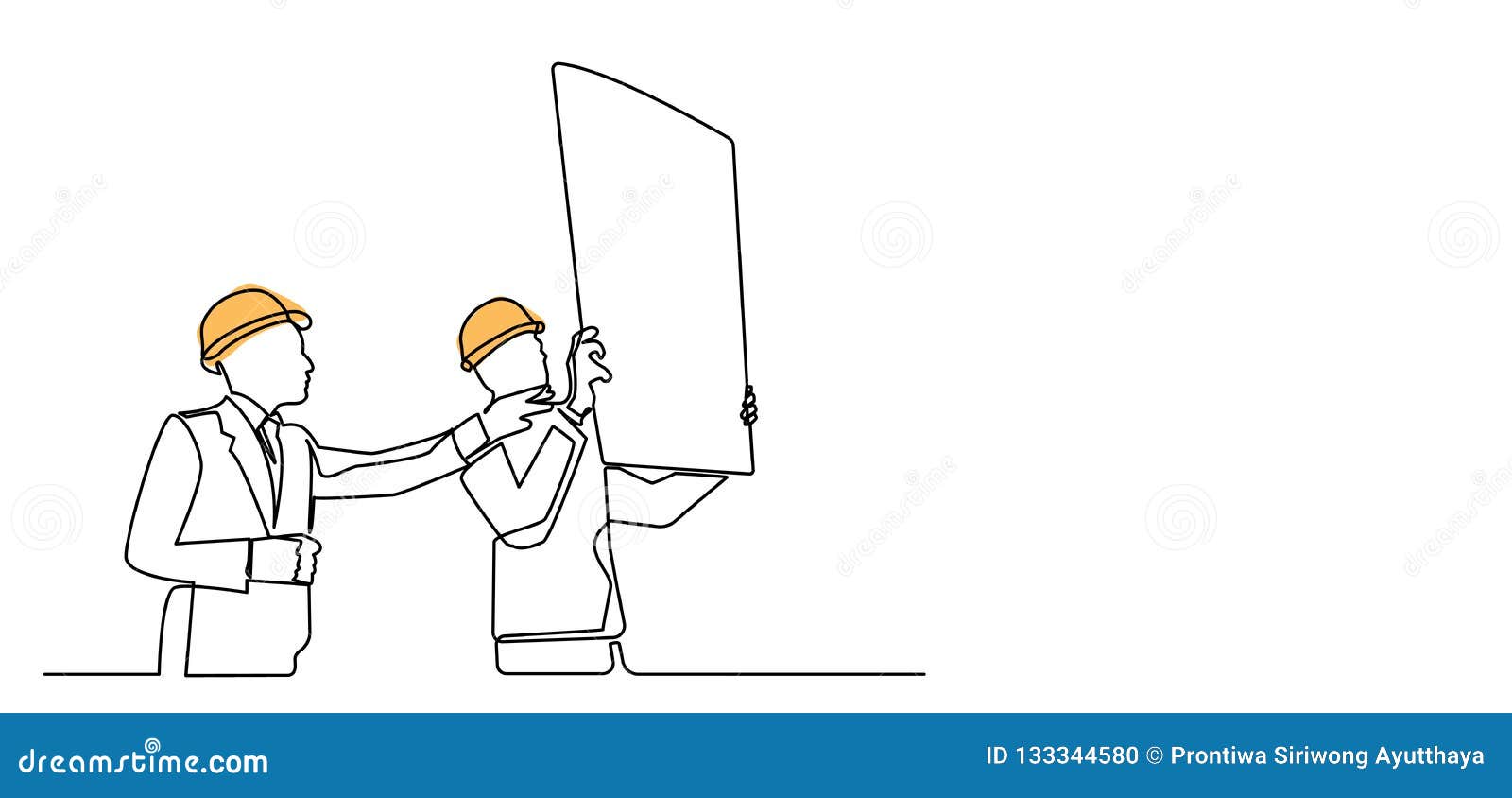 Continuous Line Drawing Engineer Building Construction Supervision ...