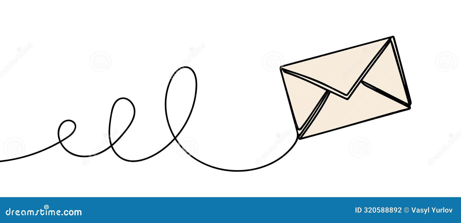Continuous Line Drawing of an Envelope. Message or Notification Concept ...