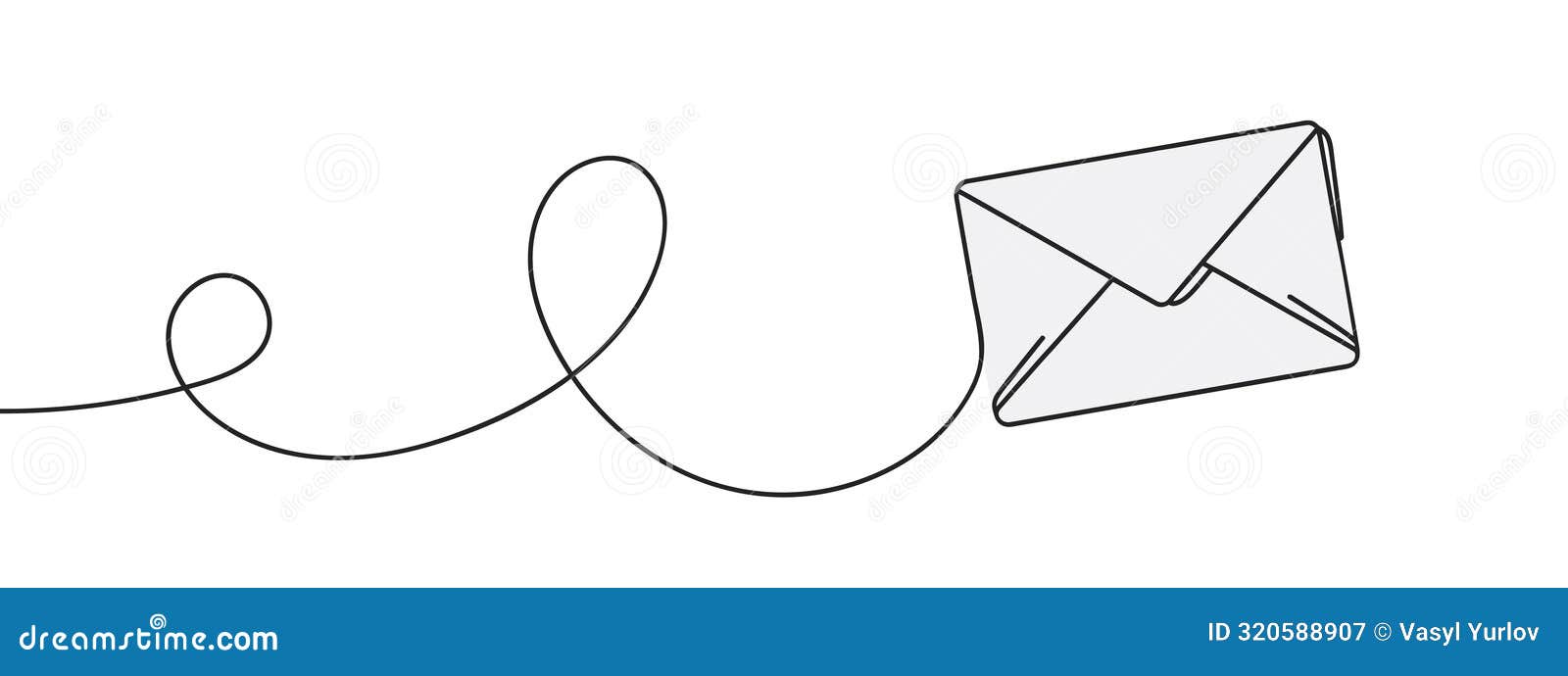 Continuous Line Drawing of an Envelope. Message or Notification Concept ...