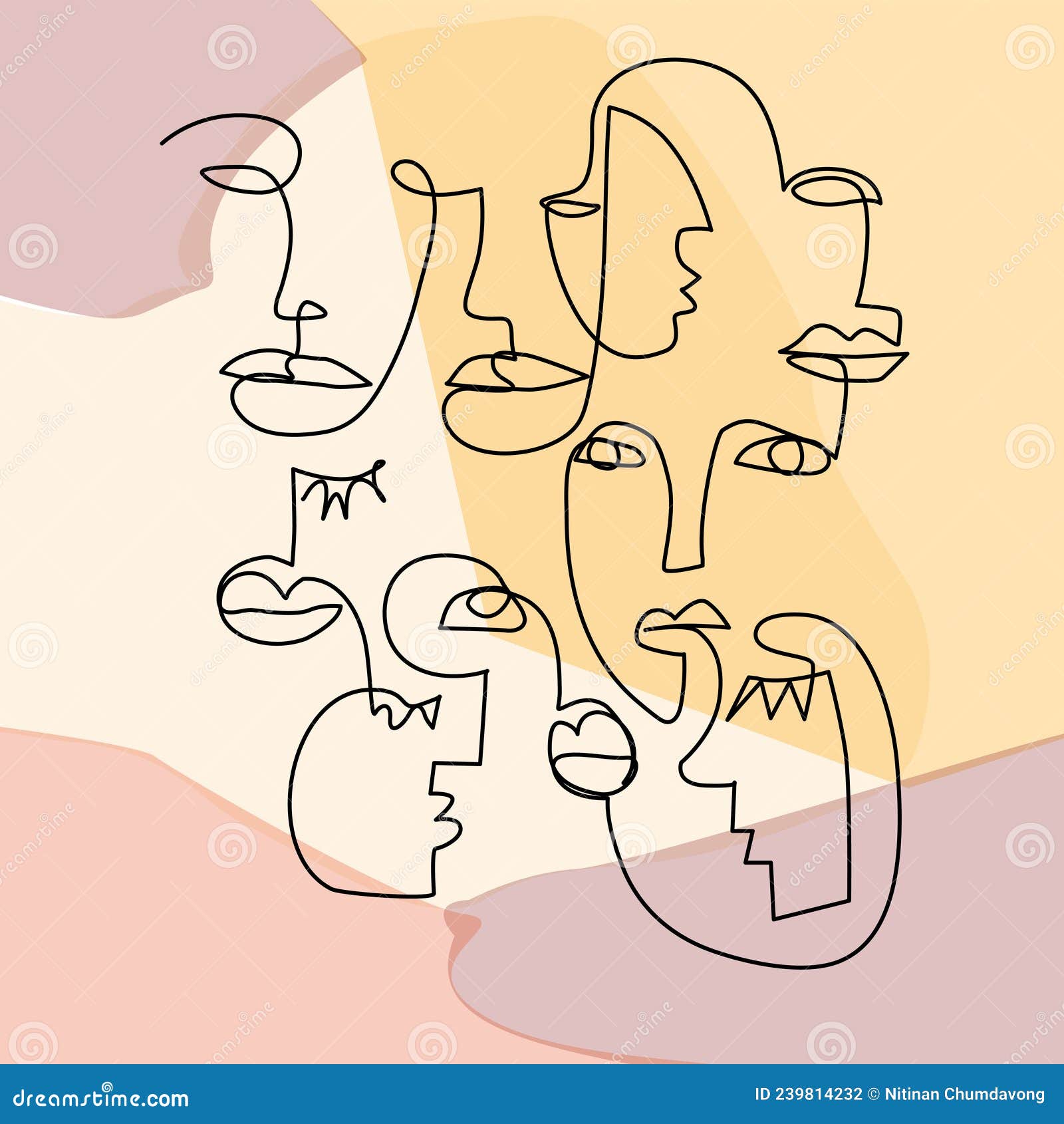 Continuous Line Drawing Face Simple Fashion Concept Modern Modern ...