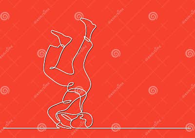 Continuous Line Drawing of Fallen Man on the Floor Stock Illustration ...
