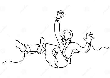 Continuous Line Drawing of Falling Man Stock Vector - Illustration of ...