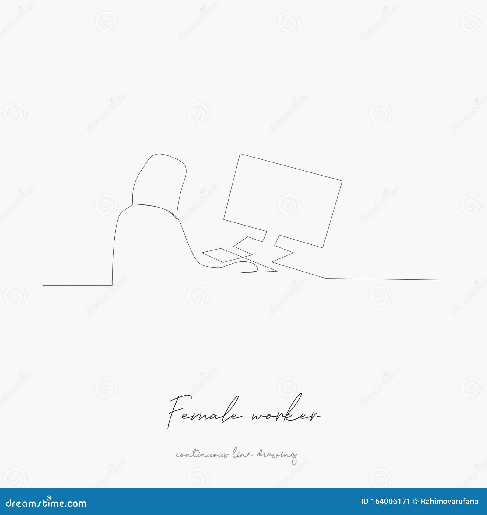 Continuous Line Drawing. Female Worker. Simple Vector Illustration ...