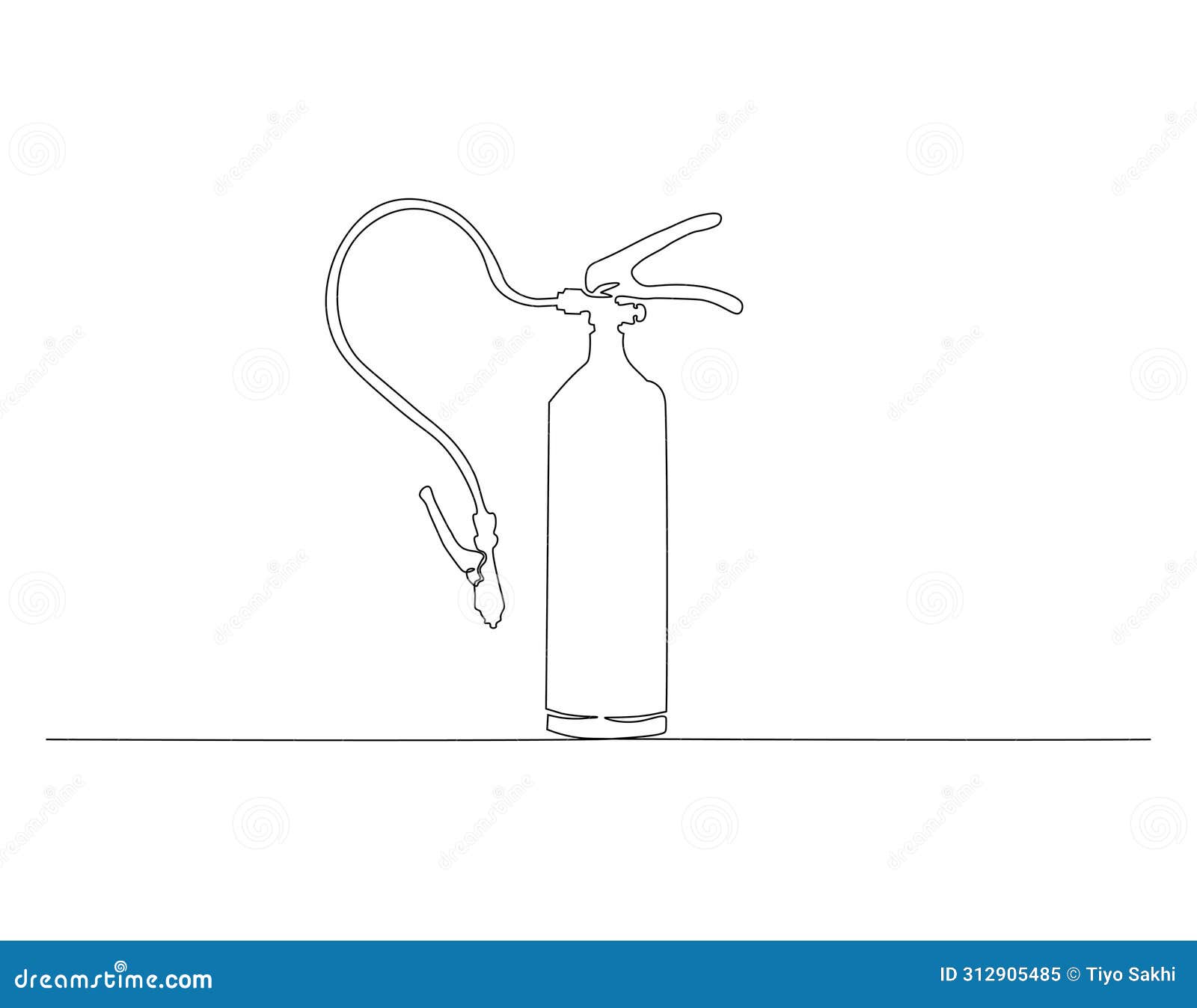 Continuous Line Drawing of Fire Extinguisher. One Line of Extinguisher ...