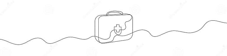 Continuous Line Drawing of First Aid Kit. Line Art of First Aid Kit ...