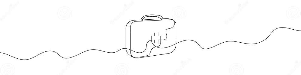 Continuous Line Drawing of First Aid Kit. Line Art of First Aid Kit ...