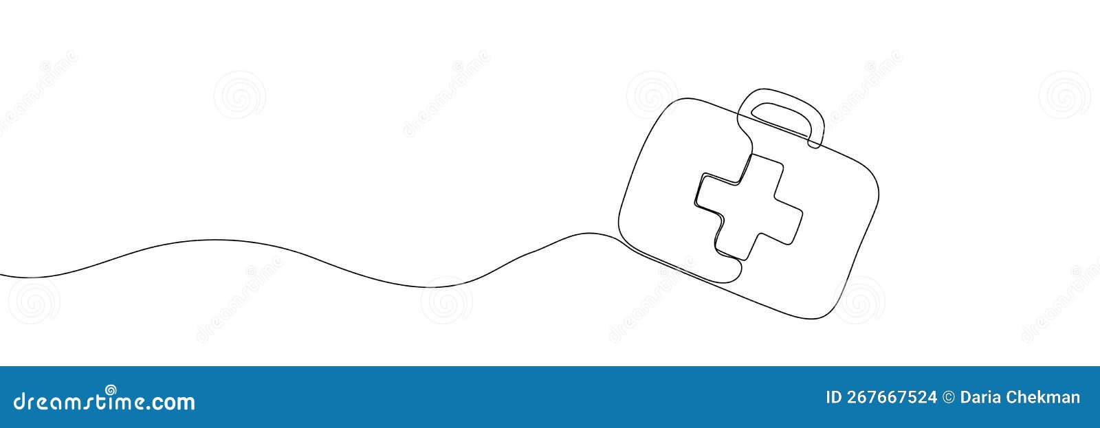 Continuous Line Drawing of First Aid Kit Isolated on White Background ...